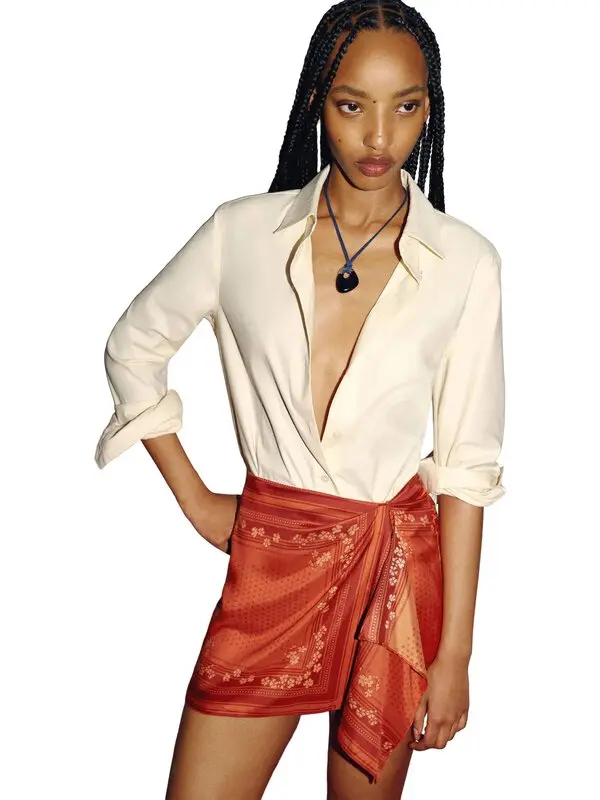 REFORMATION Milla Silk Skirt - Red