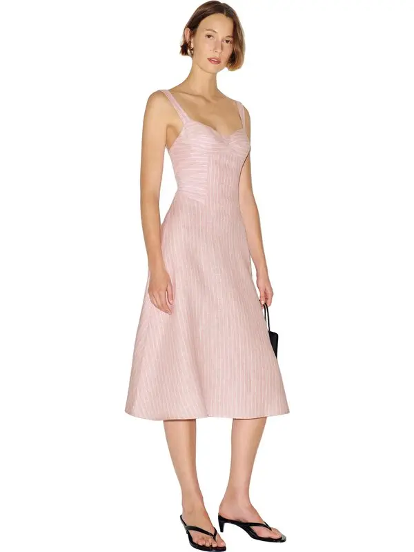 REFORMATION Susina Linen Midi Dress - Pink