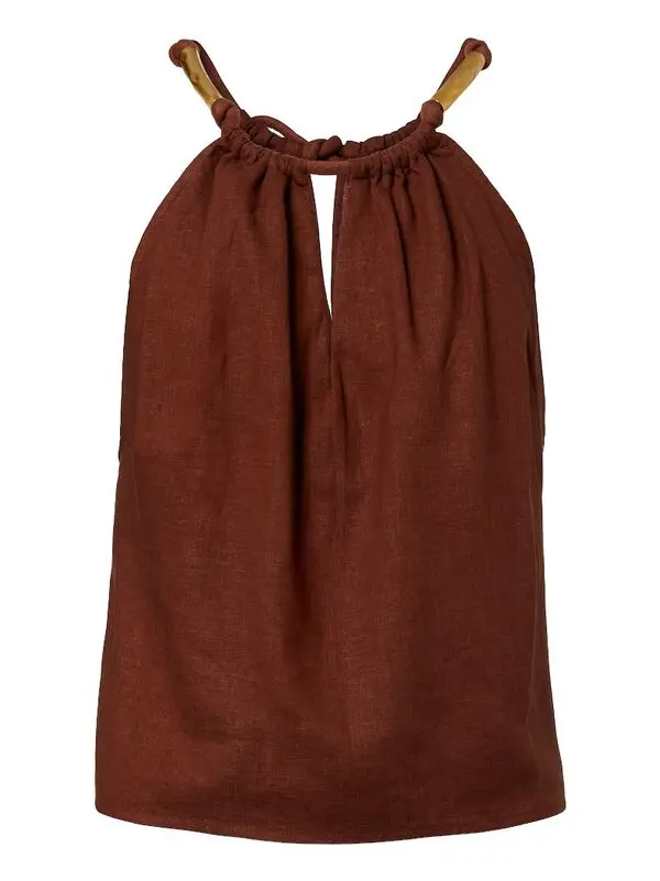 VIX PAULA HERMANNY Janet Linen-blend Top - Brown