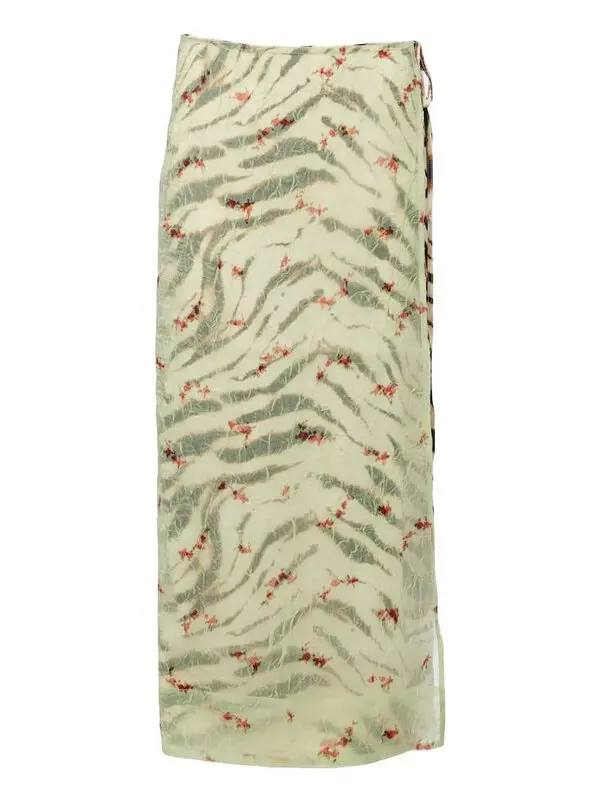 GANNI Printed Organza Wrap Skirt - Multicoloured