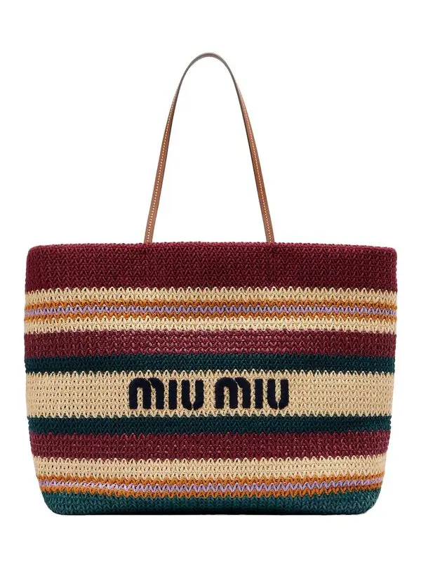 Miu Miu Striped Woven Tote Bag - Multicoloured