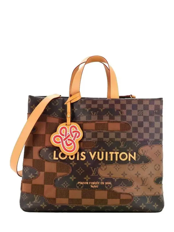 LOUIS VUITTON Shopper Patchwork Reverse Monogram Canvas And Damier Mm Tote Bag - Brown