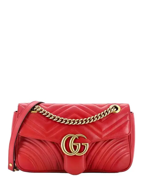 Gucci Matelassé Leather Medium Shoulder Bag - Red
