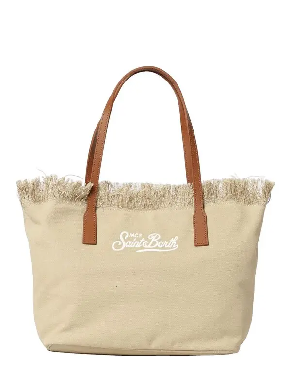 MC2 SAINT BARTH Striped Tote Bag With Fringe Detail - Beige