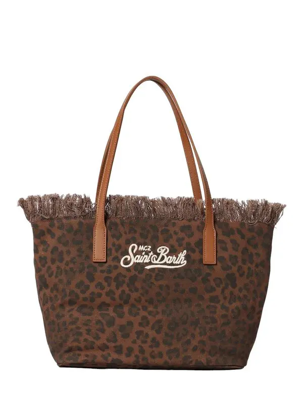 MC2 SAINT BARTH Striped Tote Bag With Fringe Detail - Brown