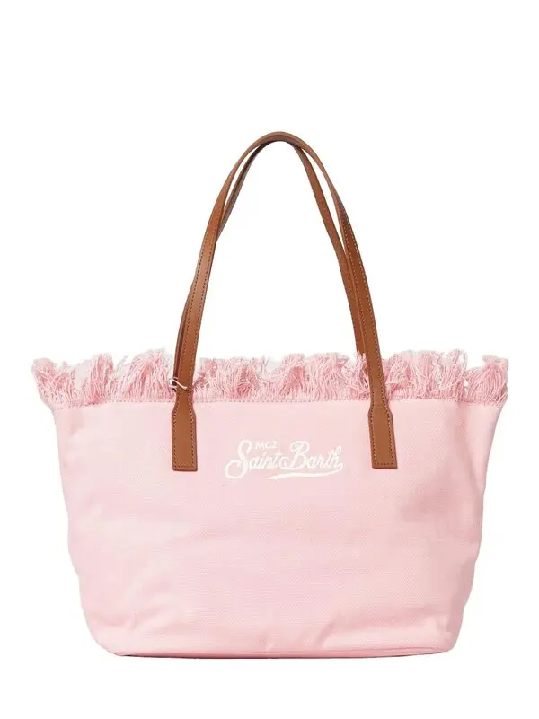 MC2 SAINT BARTH Striped Tote Bag With Fringe Detail - Pink