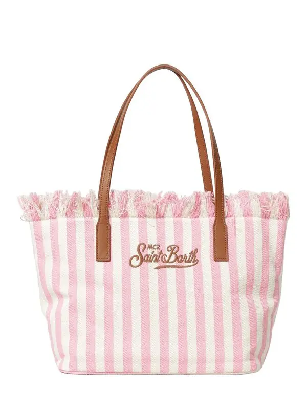 MC2 SAINT BARTH Striped Tote Bag With Fringe Detail - Quartz