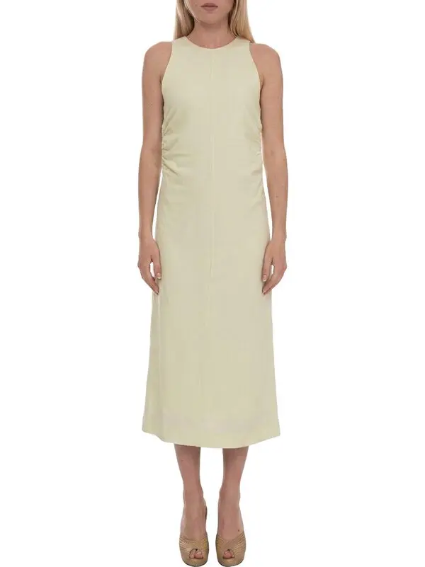 BOSS Sleeveless Midi Dress With Ruching - Green