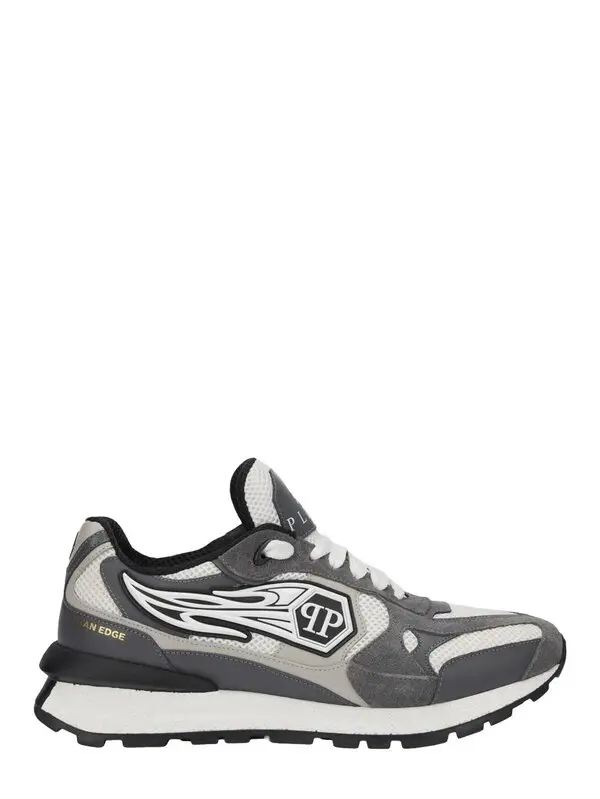 Philipp Plein Leather And Mesh Low Top Sneakers - Grey