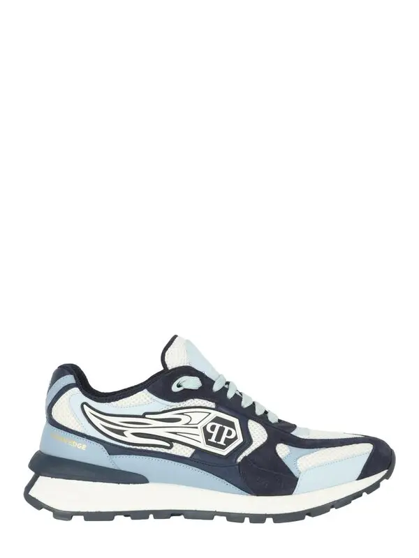 Philipp Plein Leather And Mesh Low Top Sneakers - Turquoise