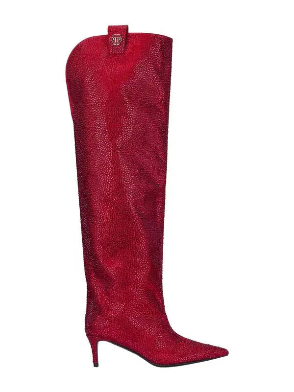 Philipp Plein Embellished Over-the-knee Boots - Red