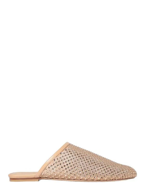 STUART WEITZMAN Embellished Mesh Nylon Flat Mules - Gold