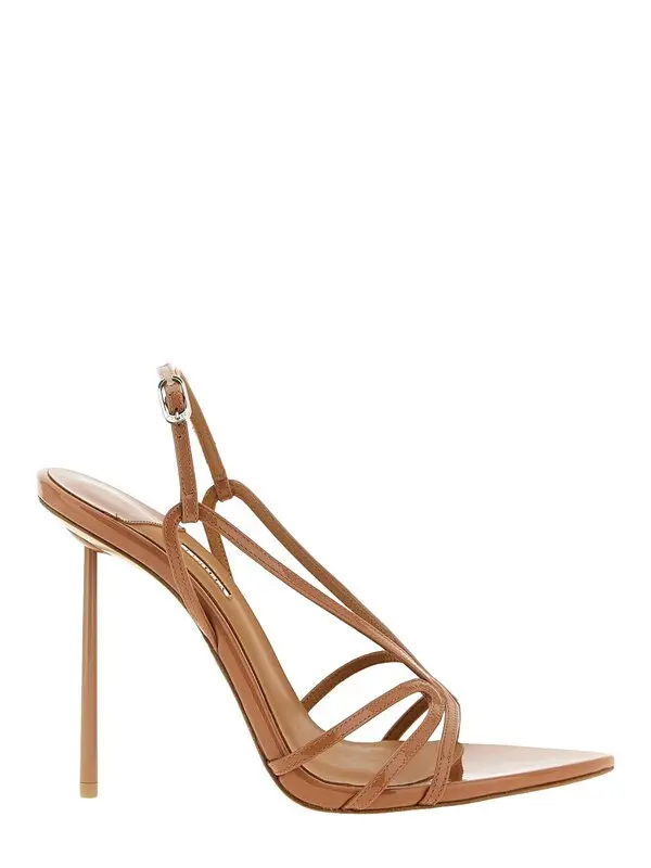 LE SILLA Eugenie Patent Leather Slingback Sandals - Brown