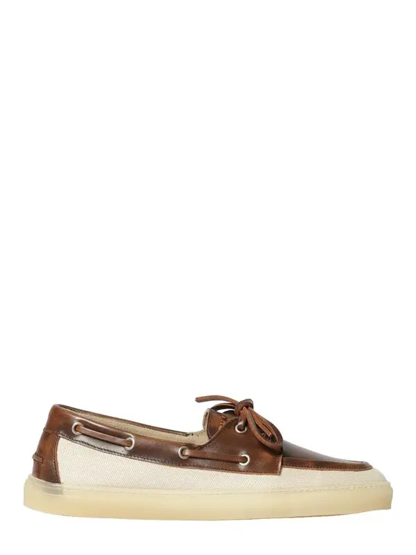 SUMMERY COPENHAGEN Leather And Canvas Loafers - Brown