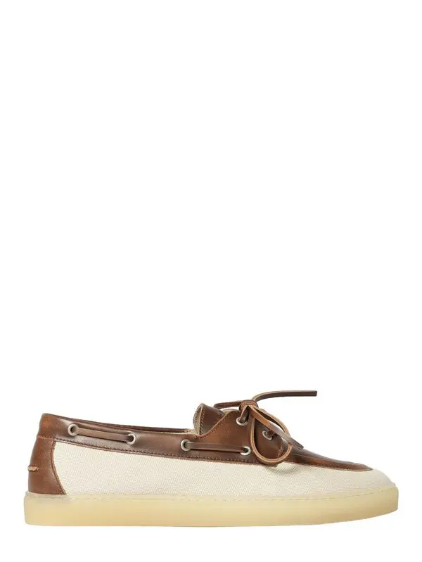 SUMMERY COPENHAGEN Leather And Canvas Loafers - Brown