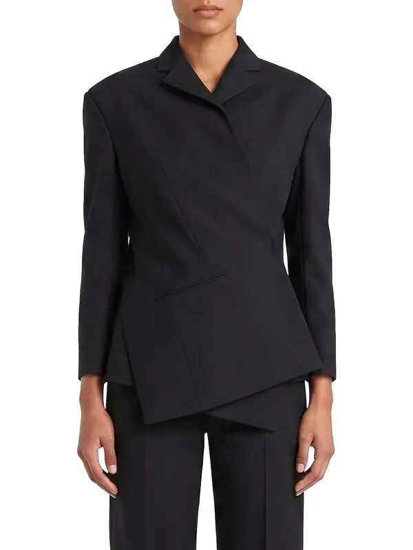 Khaite Asymmetrical Wool And Silk Blazer - Black