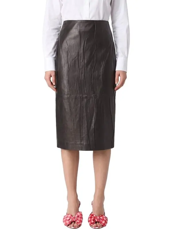 Ermanno Scervino Lambskin Leather Pencil Skirt - Black