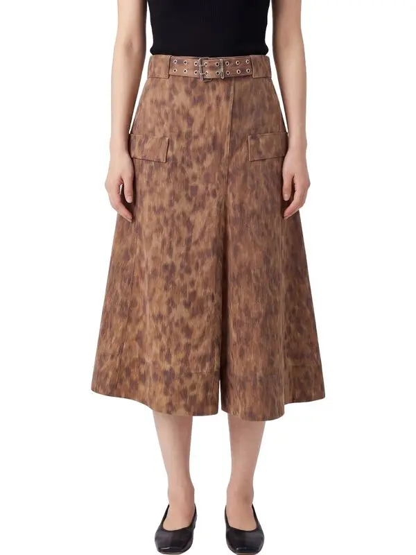 GANNI Asymmetrical Animal-print Midi Skirt In Organic Cotton - Beige