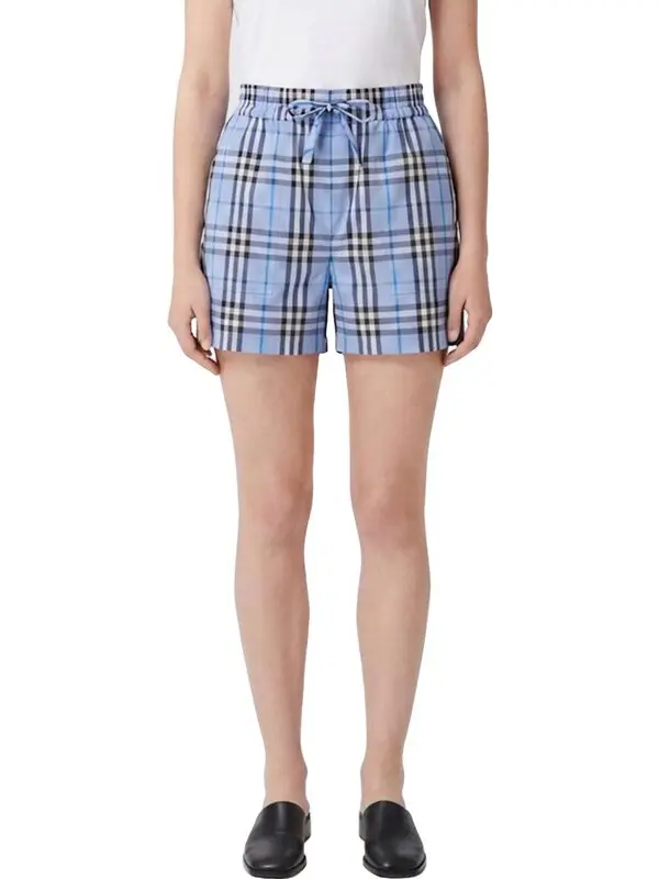 Burberry Plaid Drawstring Shorts - Blue