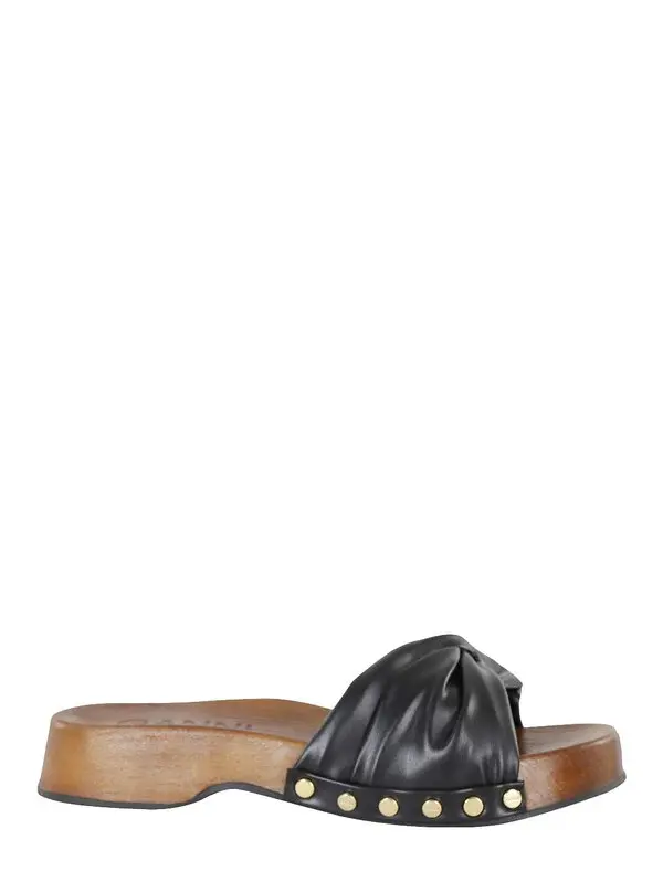 GANNI Heeled Sandals With Stud Detailing - Black