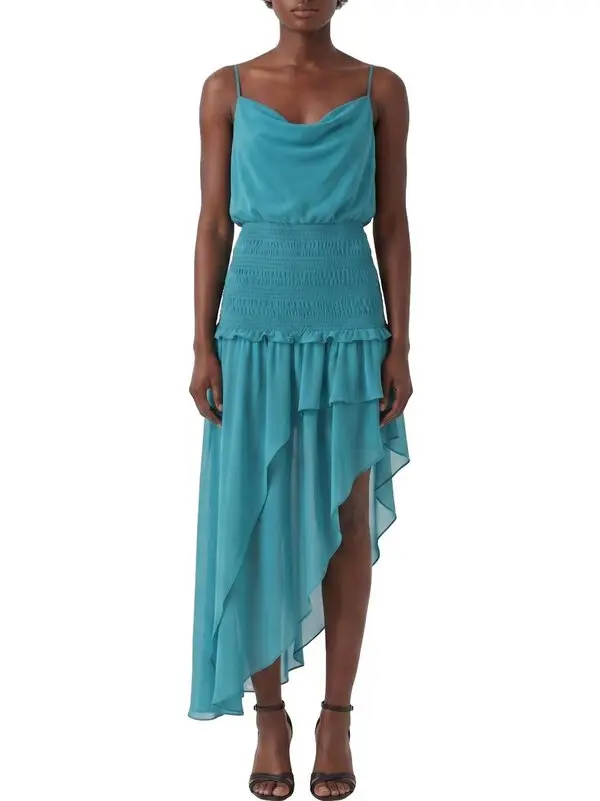 Andamane Asymmetrical Draped Maxi Dress - Blue