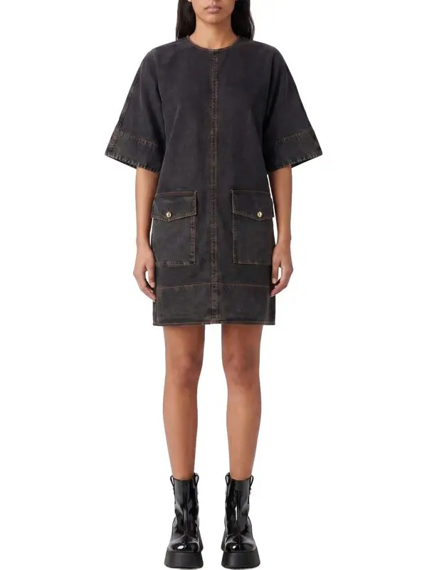 GANNI Utility Dress With Pockets - Black