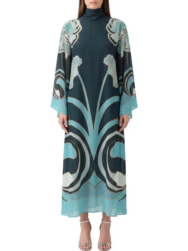 La DoubleJ Long Sleeve Printed Silk Dress - Green