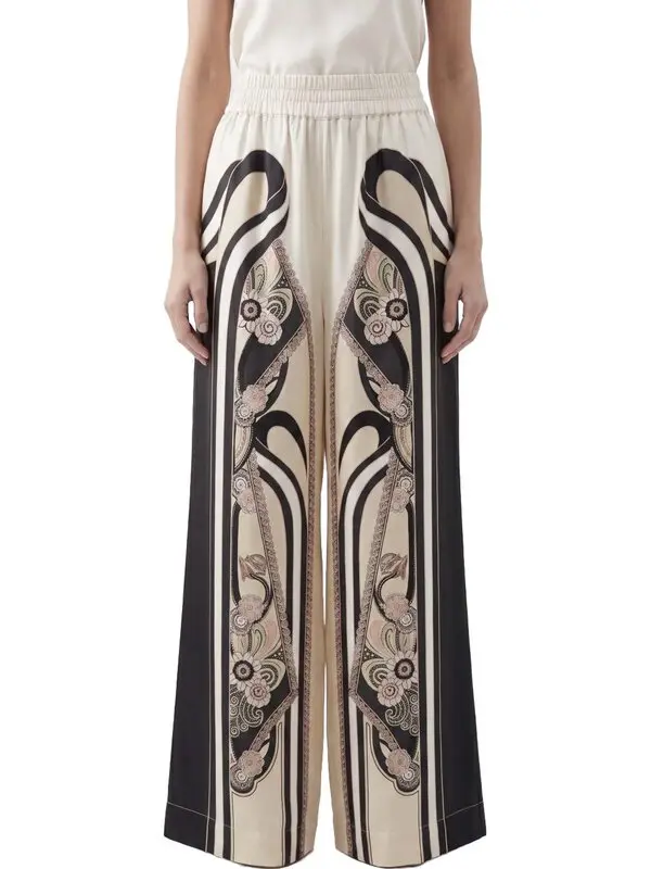 La DoubleJ Printed Wide Leg Trousers - Yellow