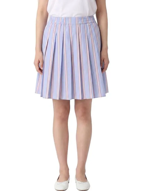 Lacoste Pleated Skirt With Stripes - White
