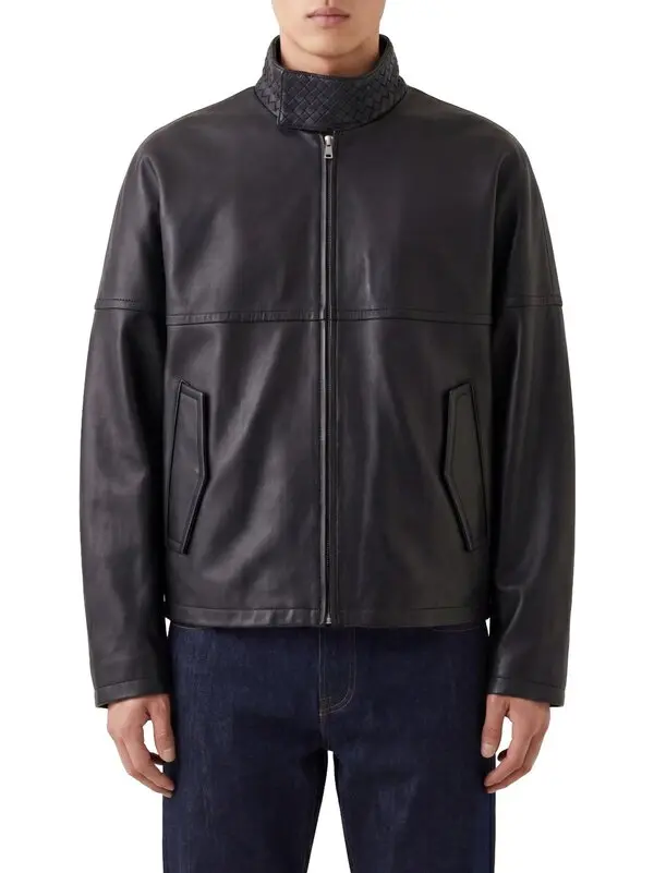 Bottega Veneta Lambskin Leather Jacket - Black