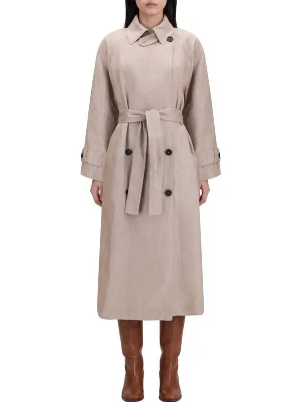 Brunello Cucinelli Double-breasted Linen Trench Coat - Pink