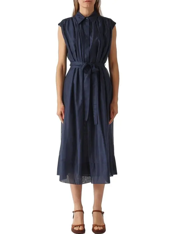 MEIMEIJ Lyocell Blend Chemisier Dress - Navy