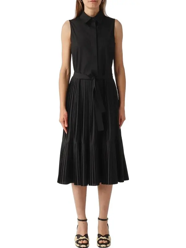 MEIMEIJ Cotton Blend Midi Shirt Dress - Black