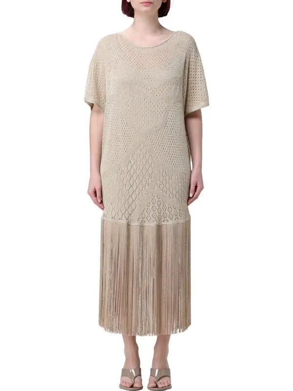 SIMONA CORSELLINI Beaded Fringe Maxi Dress - Gold