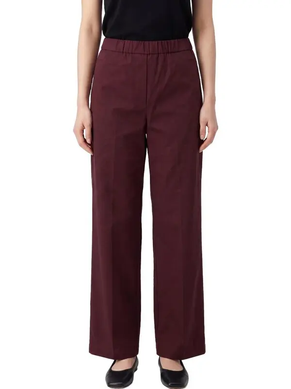 Patrizia Pepe Stretch Cotton Straight Leg Trousers - Brown