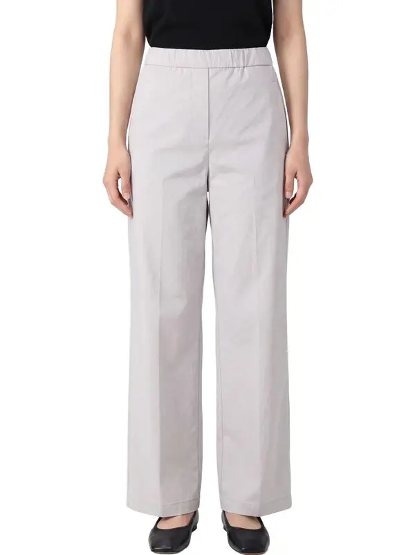 Patrizia Pepe Stretch Cotton Straight Leg Trousers - Grey