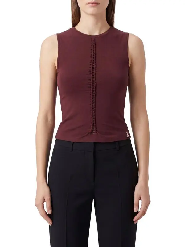 Patrizia Pepe Sleeveless Modal Top - Brown
