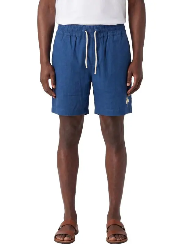 Portuguese Flannel Relaxed Fit Drawstring Shorts - Blue