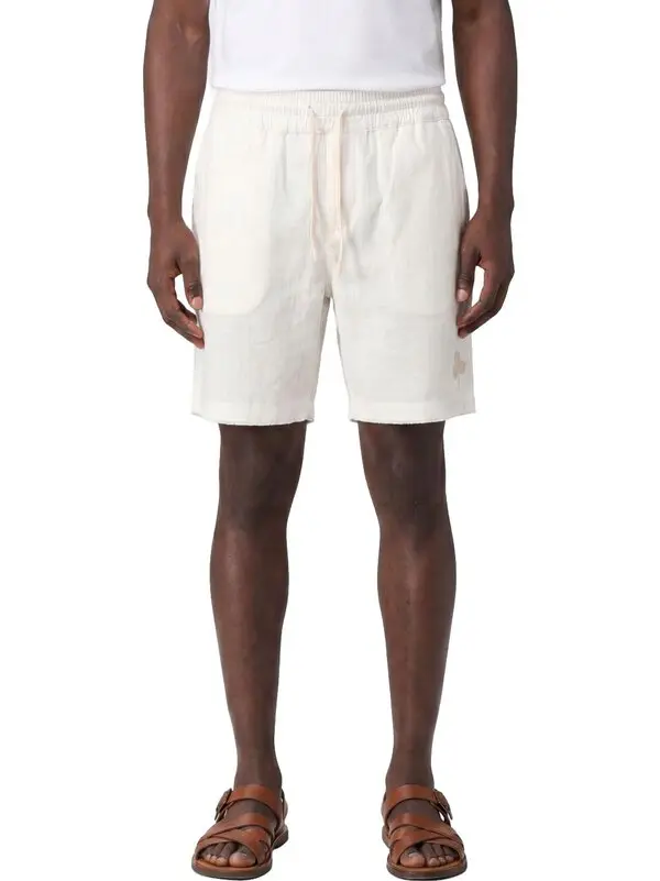 Portuguese Flannel Relaxed Fit Drawstring Shorts - White
