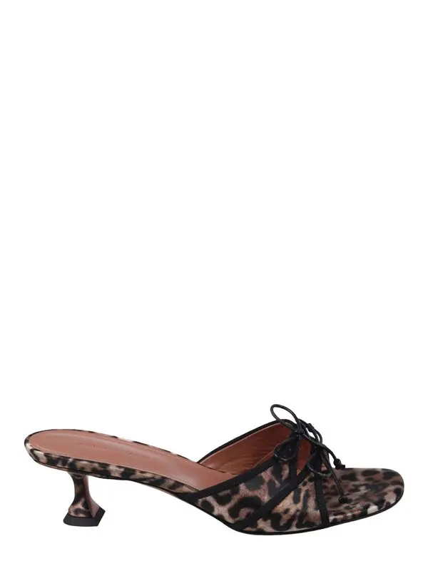 Amina Muaddi Eleonora Animalier Satin Mules - Brown