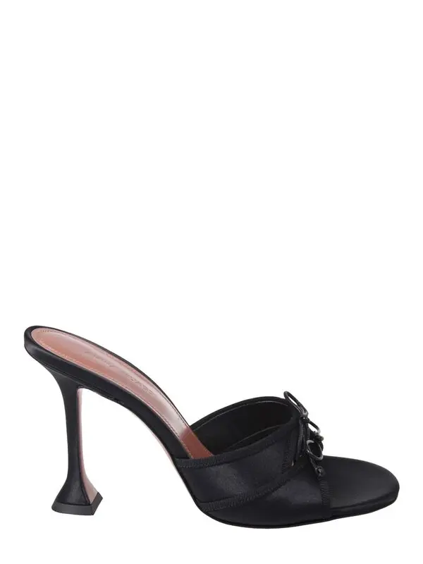 Amina Muaddi Eleonora Satin Mules - Black