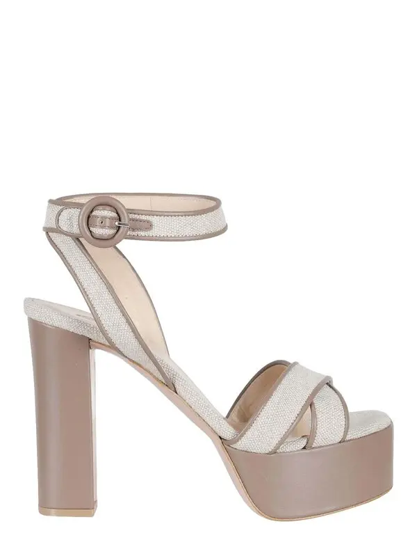 Roberto Festa Luanda Leather Platform Sandals - Dove Grey