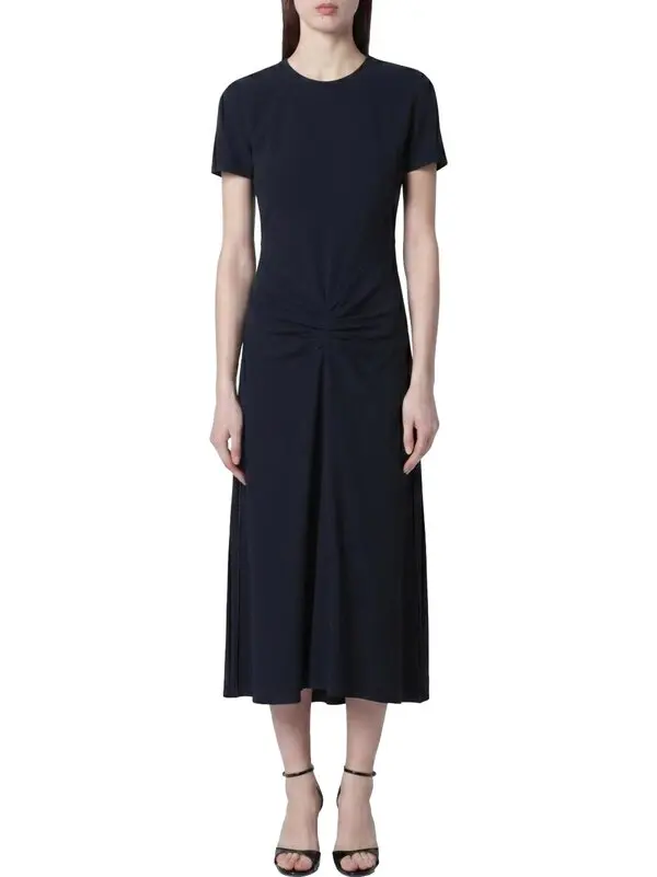 Victoria Beckham Midi Jersey Sheath Dress With Ruched Waist - Blue