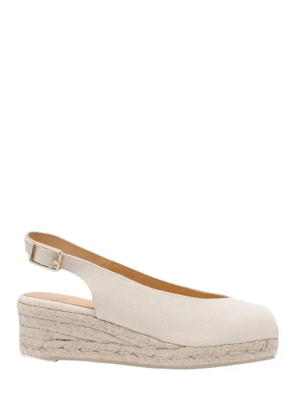CastaÑer Mid-wedge Canvas Espadrille Sandals - White