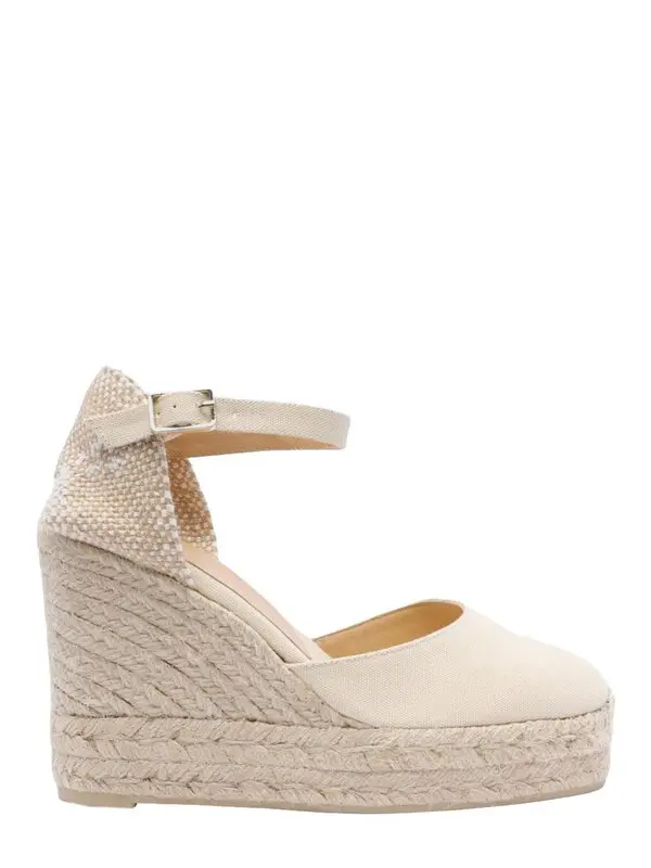 CastaÑer Carina High-wedge Canvas Platform Espadrilles With Ankle Tie - White
