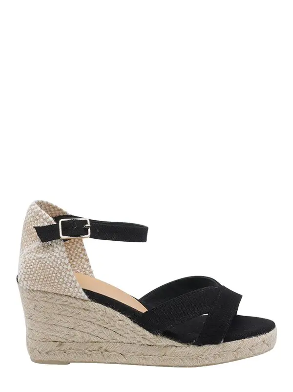 CastaÑer Bruna Mid-wedge Canvas Espadrilles With Adjustable Ankle Strap - Black