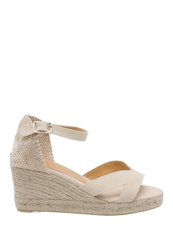 CastaÑer Bruna Mid-wedge Canvas Espadrilles With Adjustable Ankle Strap - White