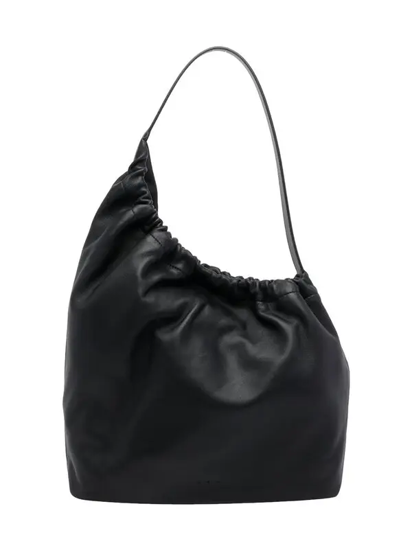 AESTHER EKME Ruched Lamb Leather Shoulder Bag - Black