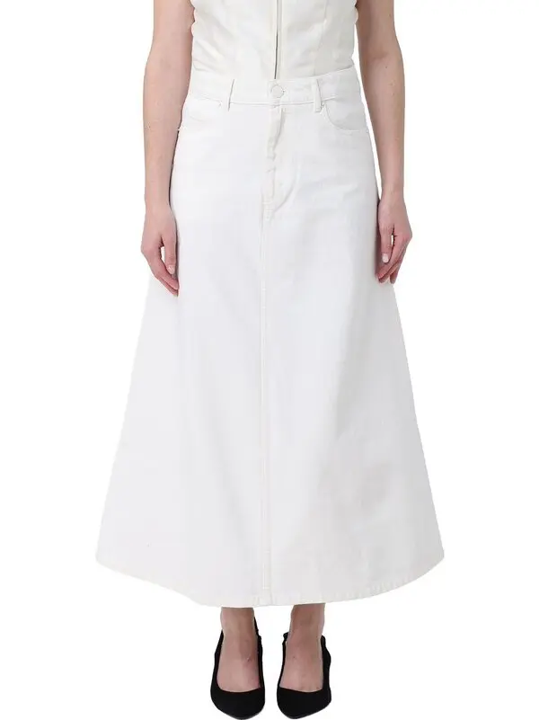 Ami Denim A-line Skirt - Beige