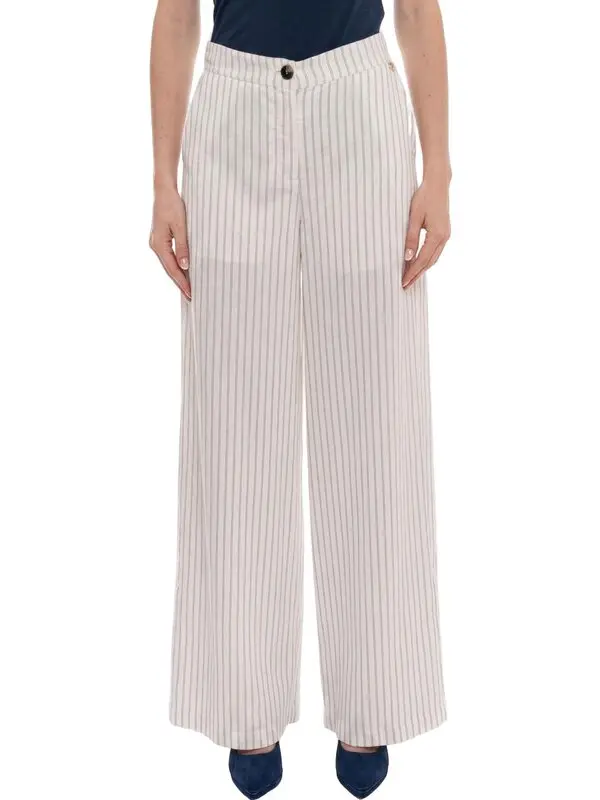 Liu Jo Wide Leg Striped Trousers - White